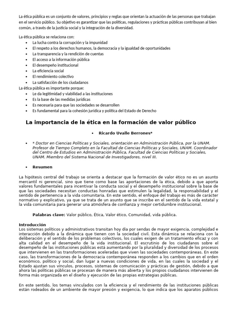 La Ética Pública Es Un | PDF | Democracia | Ideologías políticas