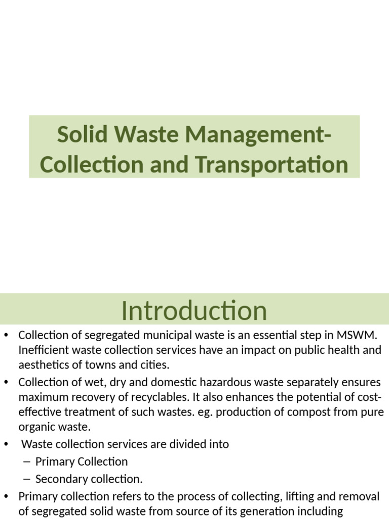 Solid Waste Collection & Transportation Guide | PDF | Waste Management ...