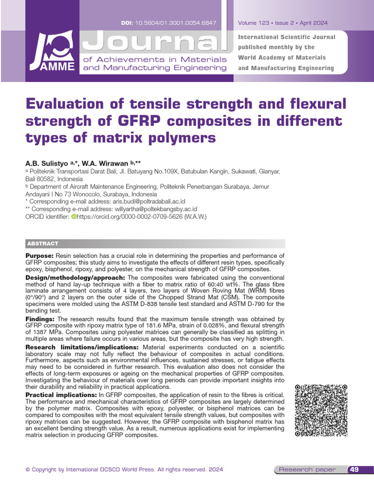 GFRP Composites: Matrix Type Impact on Strength | PDF | Composite ...