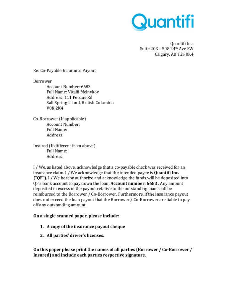 Insurance Payout Authorization | PDF | Cheque | Financial Services