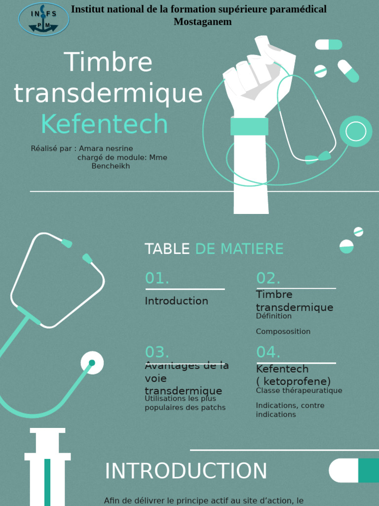 Amara - Timbre Transdermique - Kefentech | PDF | Anti-inflammatoire non ...