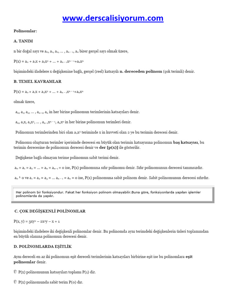 Polinomlar | PDF