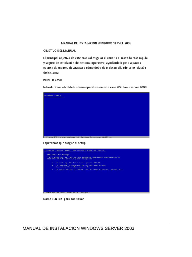 1manual de Instalacion Windows Server 2003 | PDF