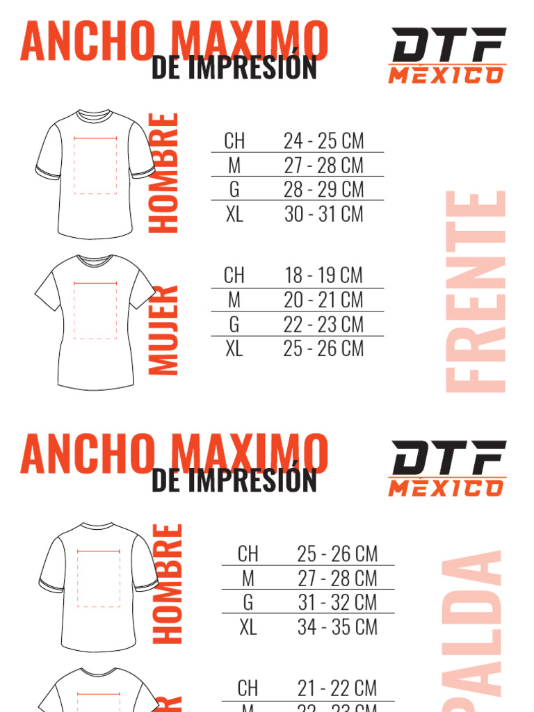 Ancho y Largo Recomendado en Playeras | PDF