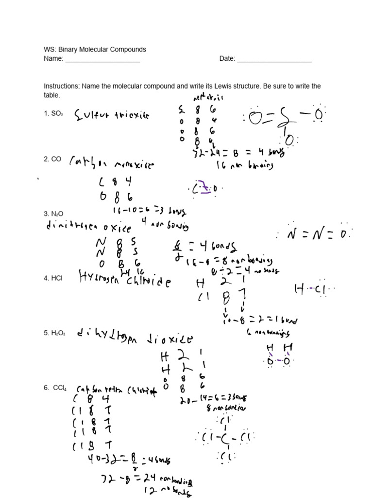 Naming and Lewis Structures of Compounds | PDF