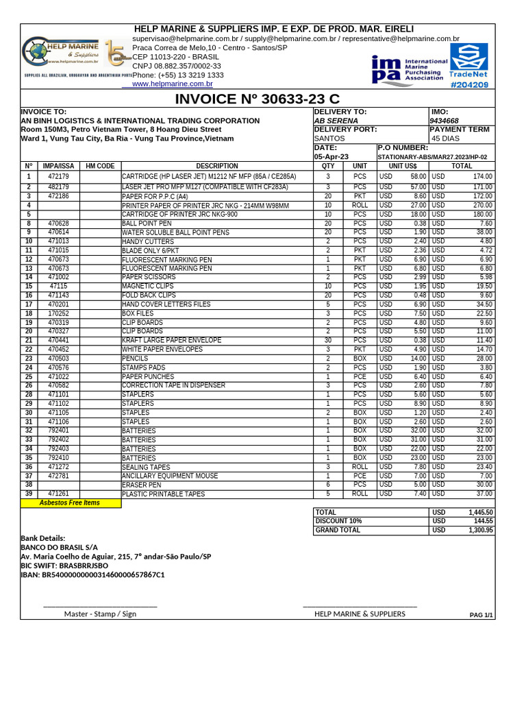 Invoice 30633-23 C - Ab Serena - Abs - Mar27.2023 - hp-02 (Stationary) | PDF | Printing | Office ...