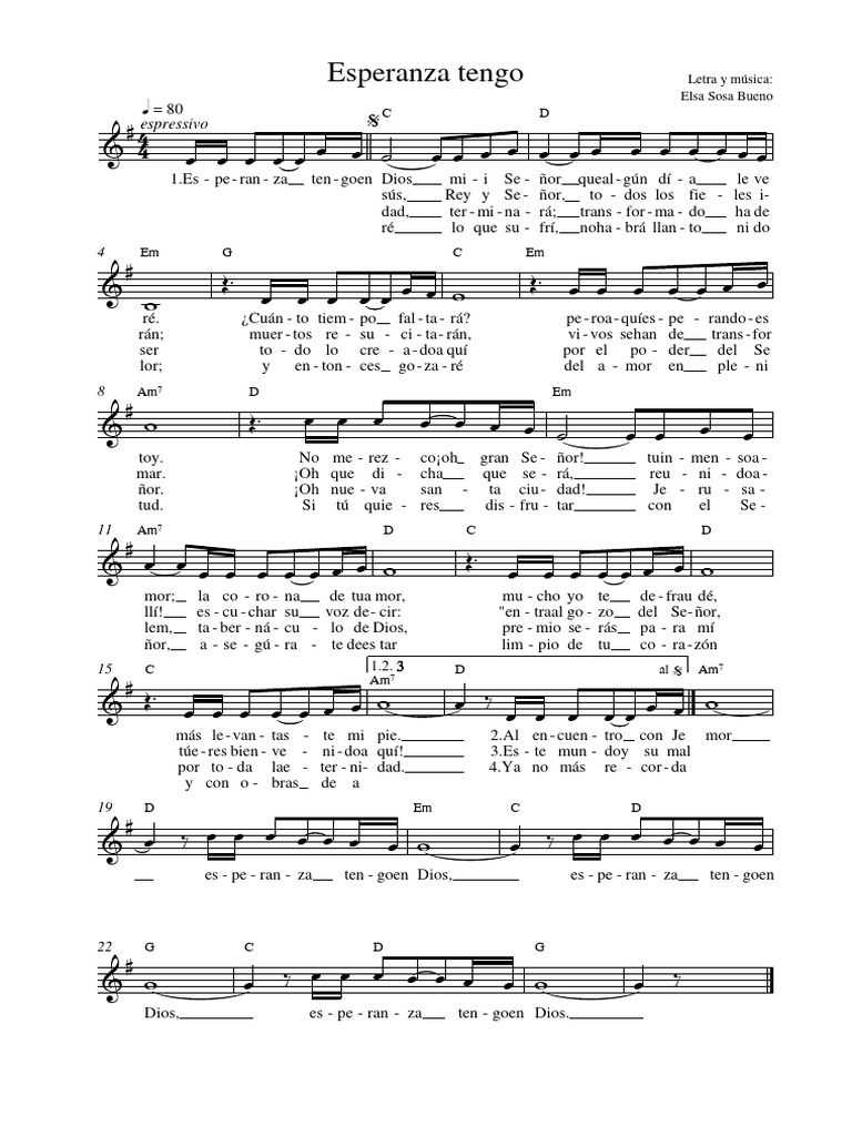 Letra de "Esperanza Tengo" de Elsa Sosa | PDF