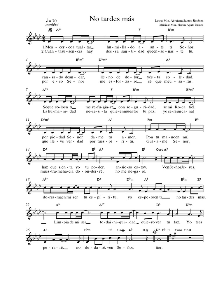 Letra de "No Tardes Más" | PDF