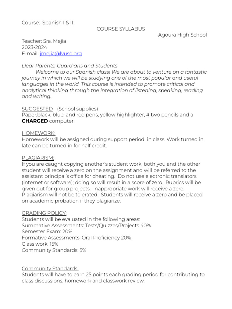 Course Syllabus 2023 - 2024 | PDF | Plagiarism | Educational Assessment And Evaluation