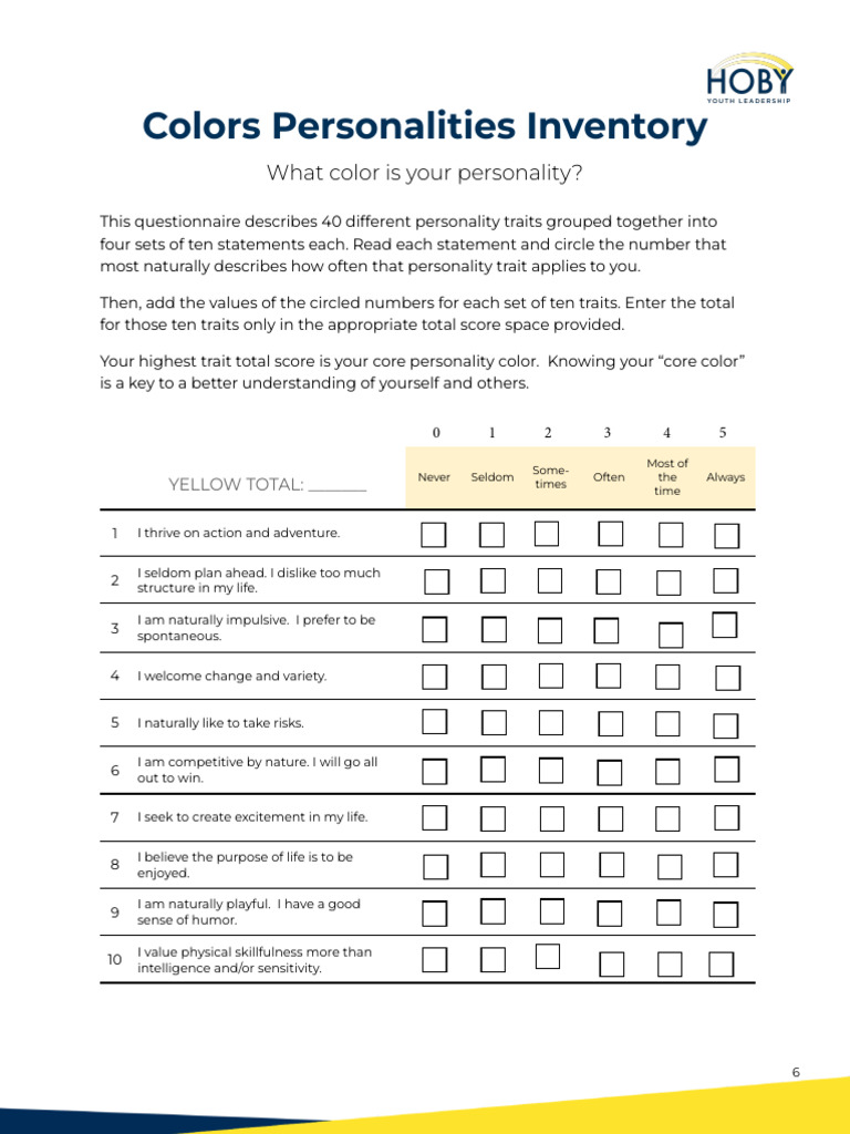 Discover Your Personality Color Quiz | PDF | Idea | Psychology