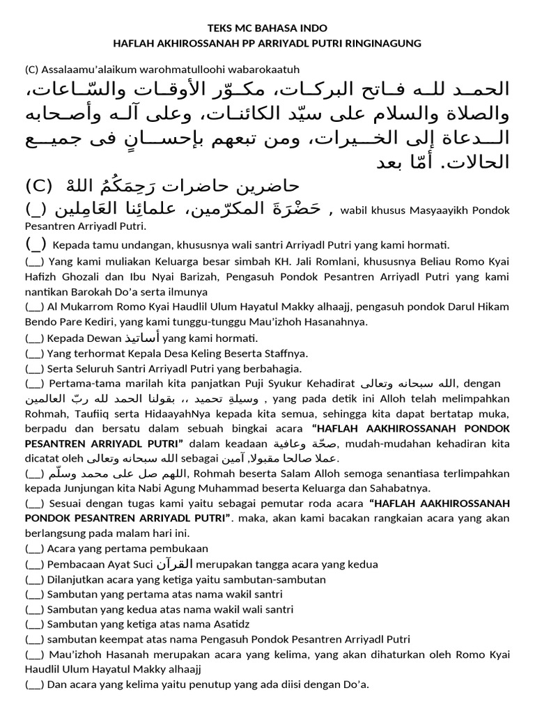 Teks MC Haflah INDO | PDF