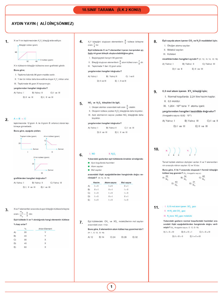 10.SINIF TARAMA 1 donem | PDF