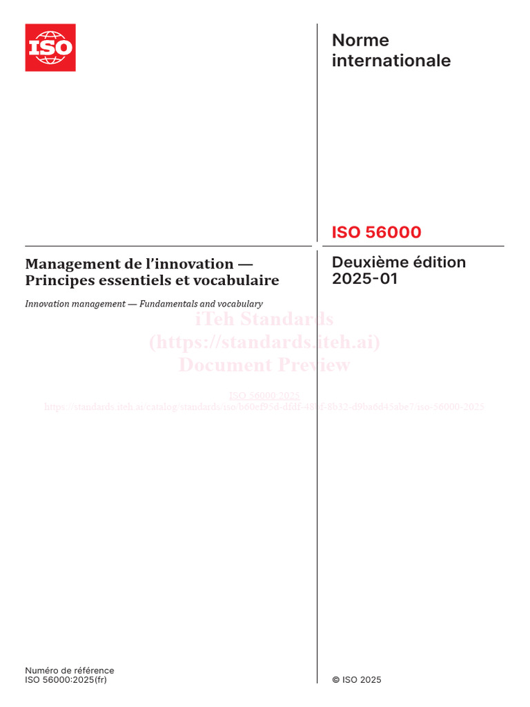 Iso 56000 2025 | PDF | Innovation | Organisation internationale de normalisation