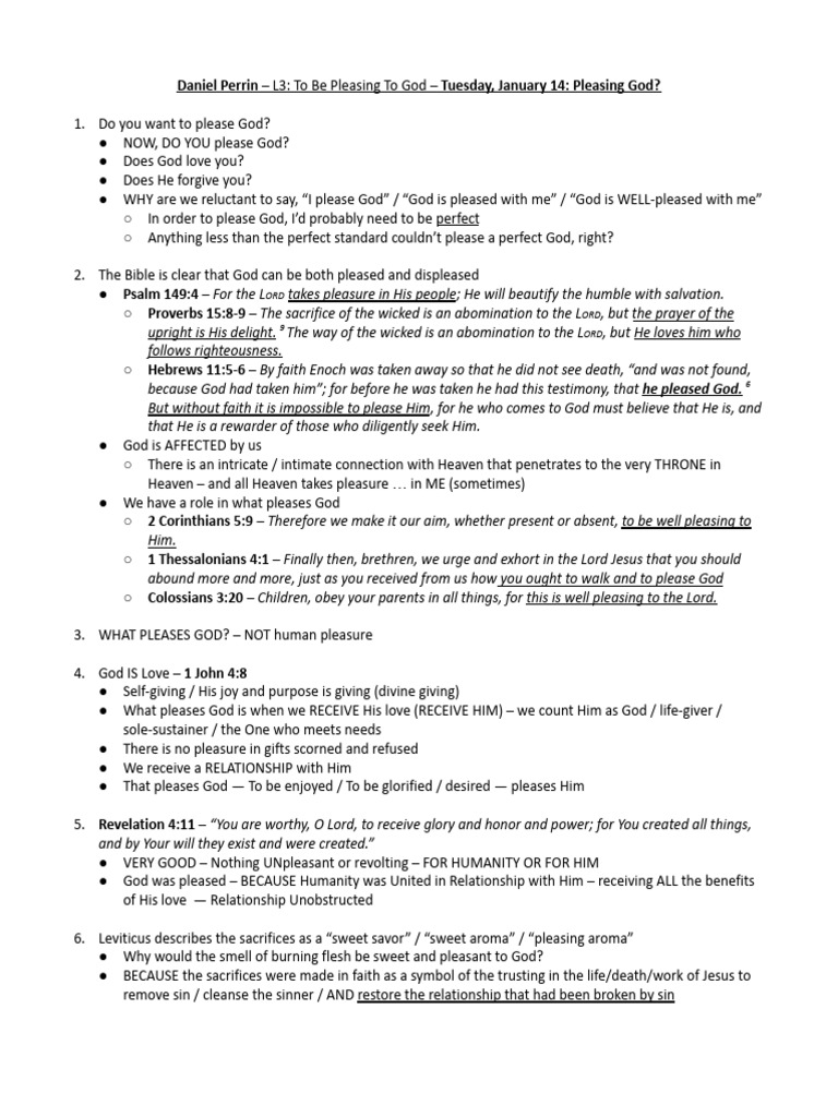 Daniel Perrin 2025 Q1 L3 Pleasing God | PDF | Heaven | Glory (Religion)
