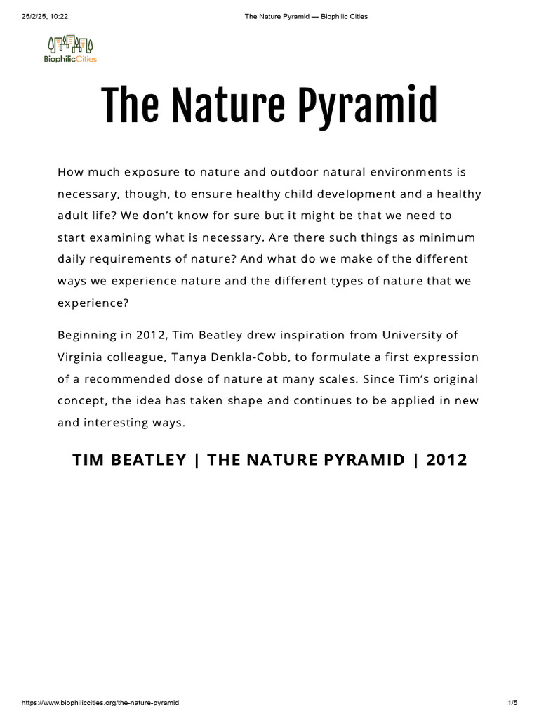 The Nature Pyramid — Biophilic Cities | PDF | Psychology | Behavioural ...