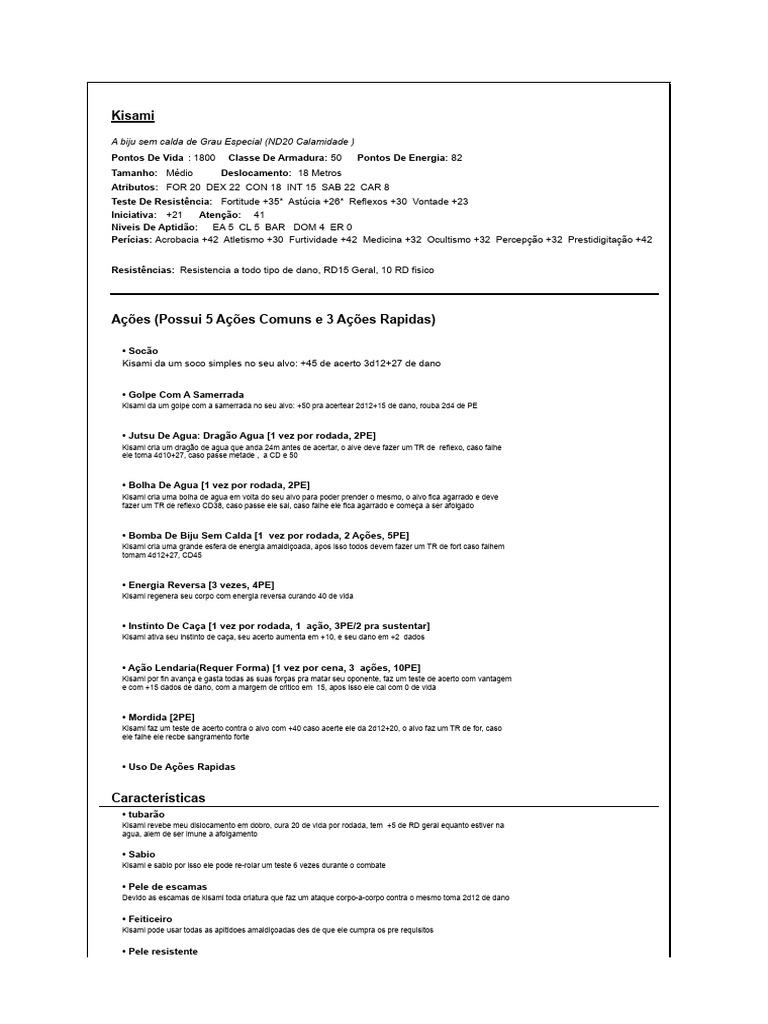 Kisami - Ficha Final | PDF