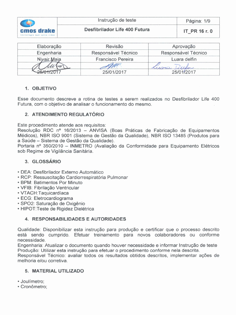 IT - PR 16 R. 0 Teste Do Equipamento DEA | PDF