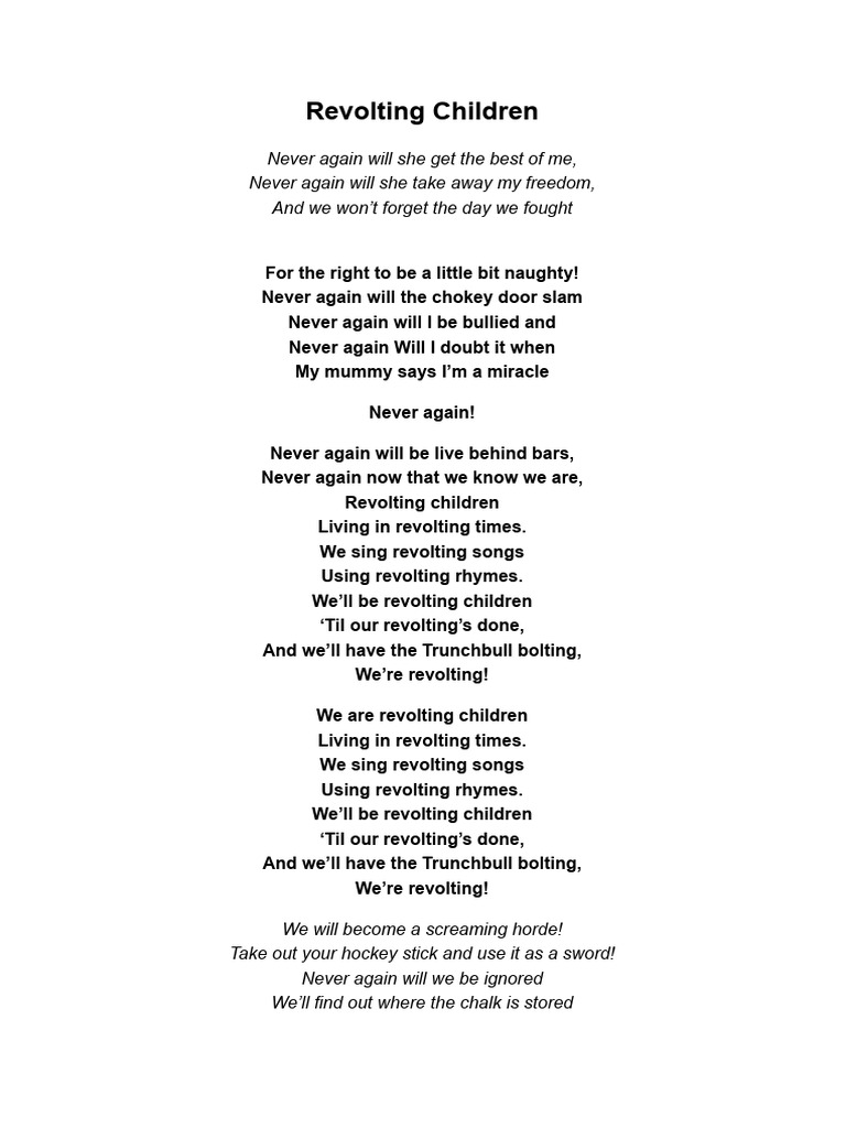 Revolting Children Lyrics | PDF
