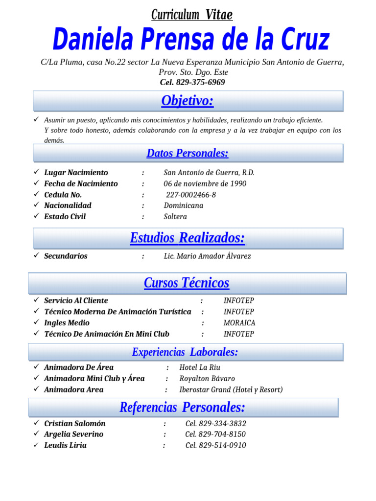 Curriculum Vitae Daniela Prensa de La Cruz | PDF