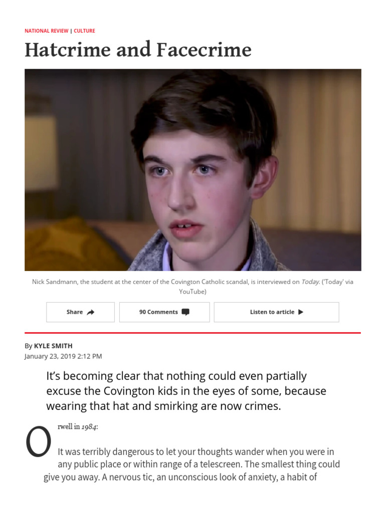 Covington Kids: Hatcrime and Facecrime | PDF