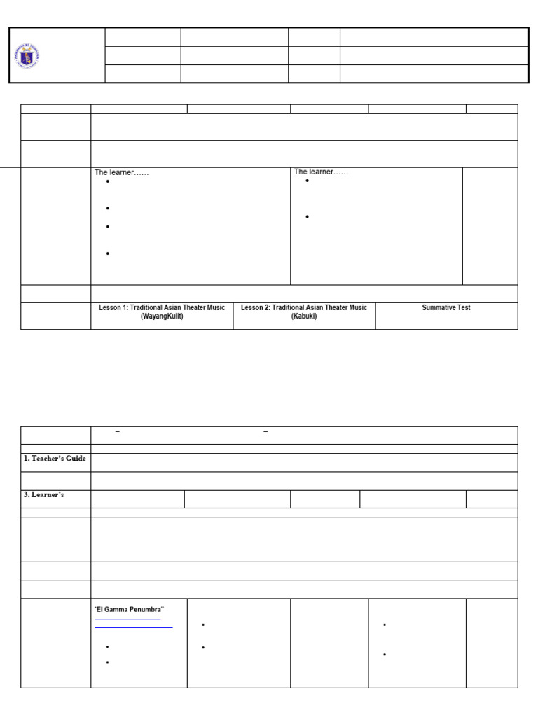 G8 DLL Q. 4 Week 1 Music | PDF | Theatre | Learning