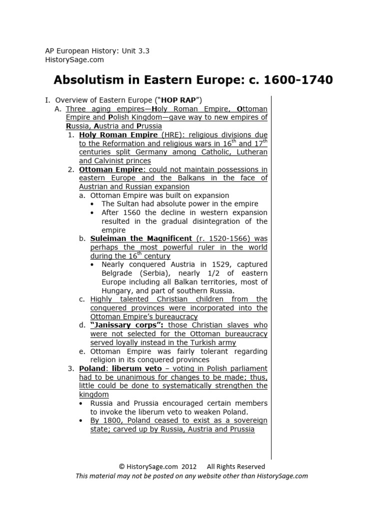 08-Absolutism in Eastern Europe | PDF | Russian Empire | House Of Habsburg