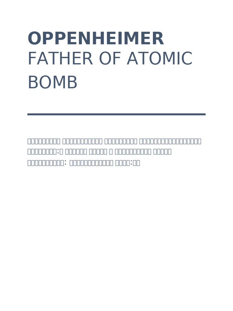 Oppenheimer | PDF | Manhattan Project | Nuclear Weapons