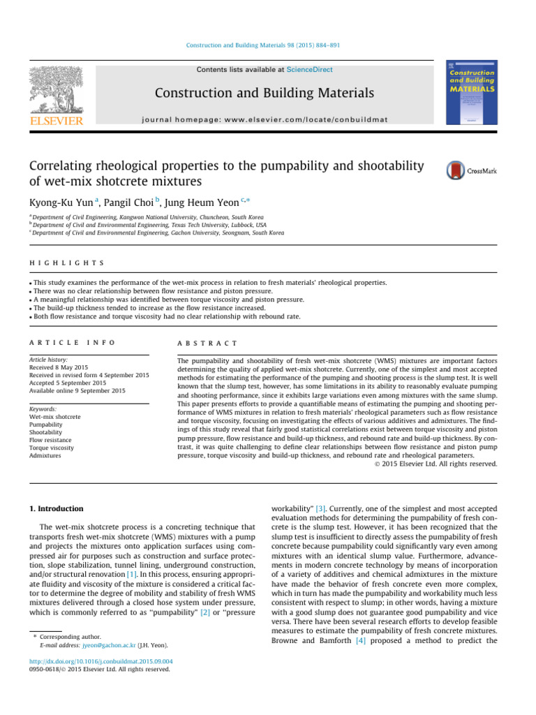 Rheological Properties of Wet-Mix Shotcrete | PDF | Concrete | Rheology
