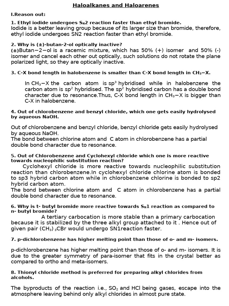 C-X Bond Length in Halobenzene Explained | PDF | Chemical Reactions ...