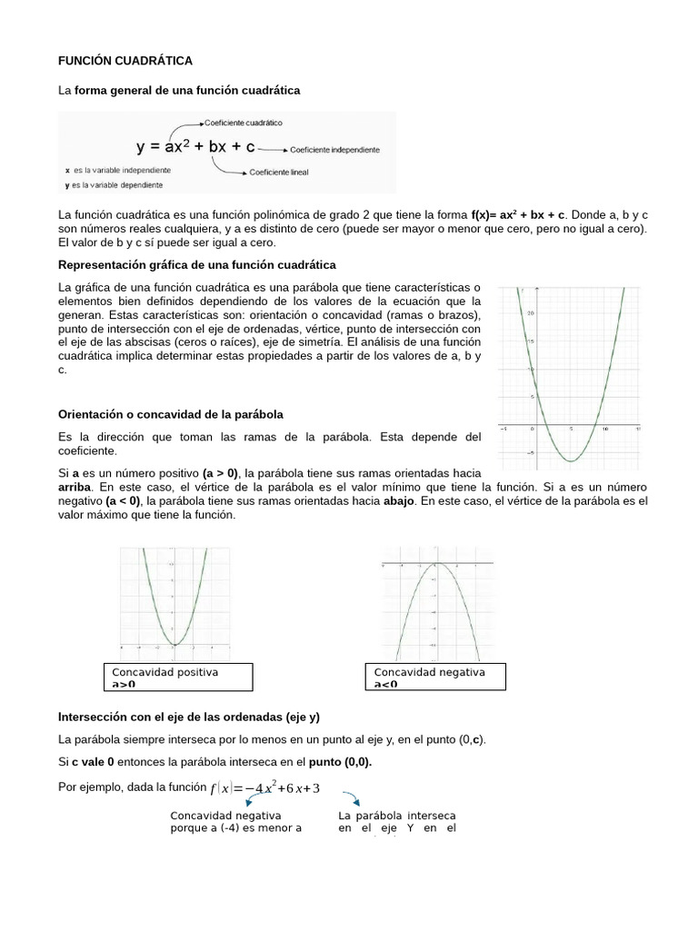 FUNCIÓN CUADRÁTICA Forma General | PDF | Geometría | Objetos matemáticos