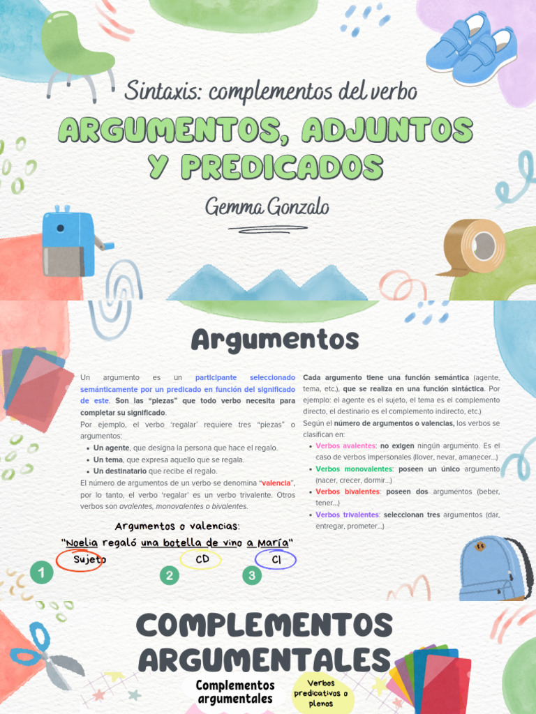 Sintaxis Complemento Del Verbo | PDF | Asunto (gramática) | Verbo