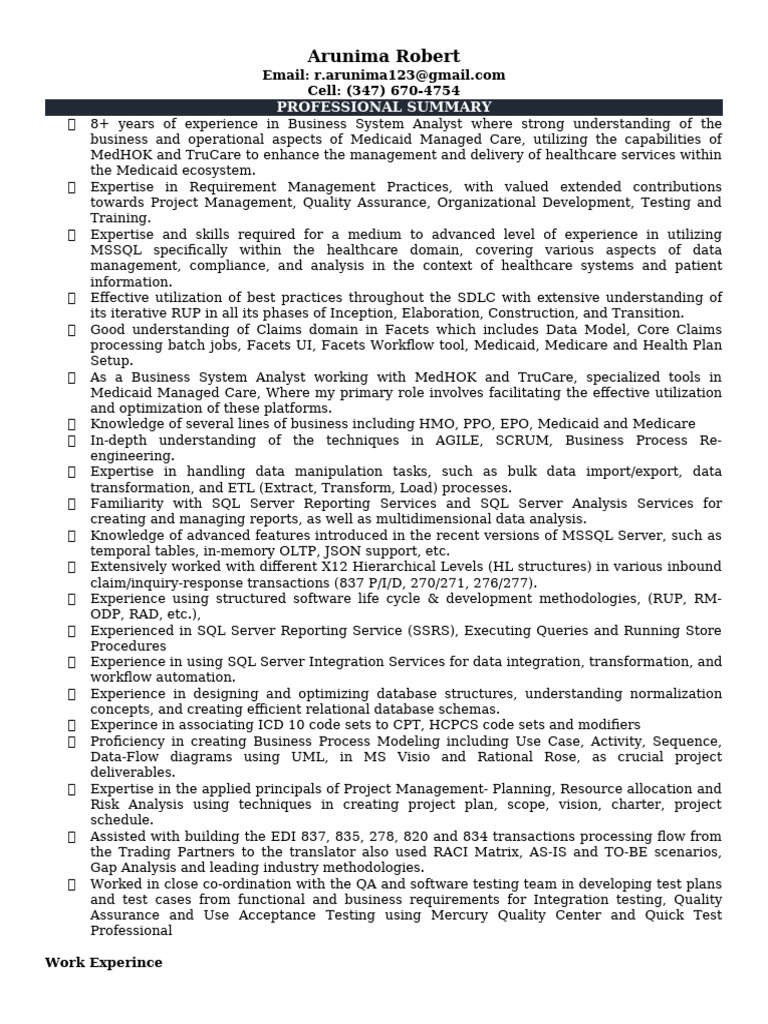 Availity Sr. Business System Analyst | PDF | Electronic Data ...