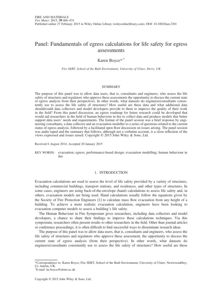 Panel Fundamentals of Egress Calculation | PDF | Data | Simulation