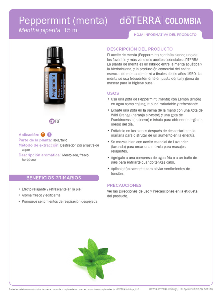 Aceite de Menta Peppermint Oil | PDF | Mentha