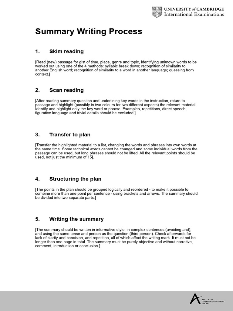 Summary Writing Process | PDF