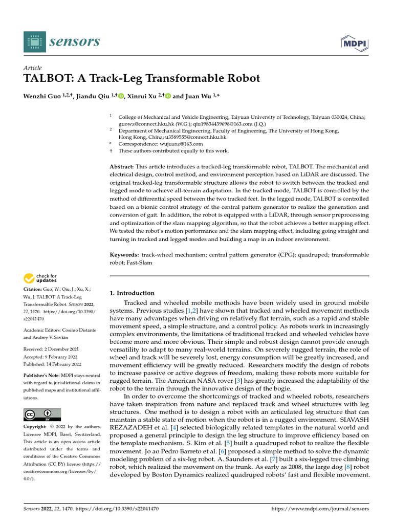 TALBOT - A Track-Leg Transformable Robot | PDF | Horse Gait | Walking