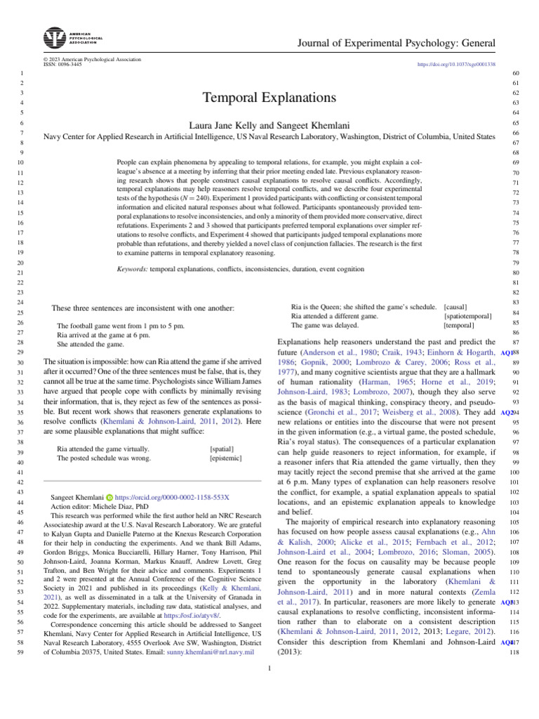 articuloPEC2025 Temporal Explanations | PDF | Experiment | Causality