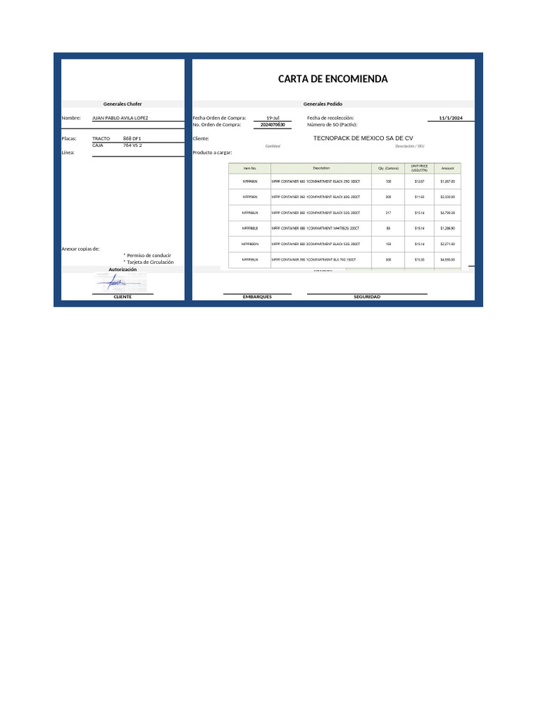Carta Encomienda 2 JUAN PABLO | PDF