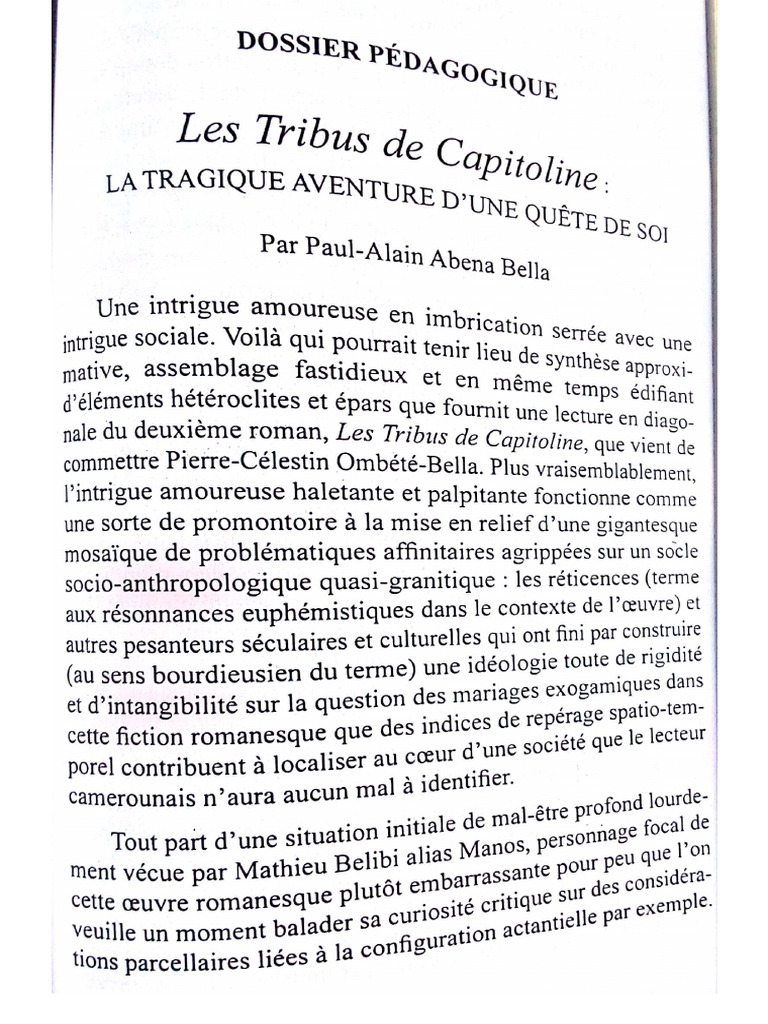 Etude Les Tribus de Capitoline | PDF