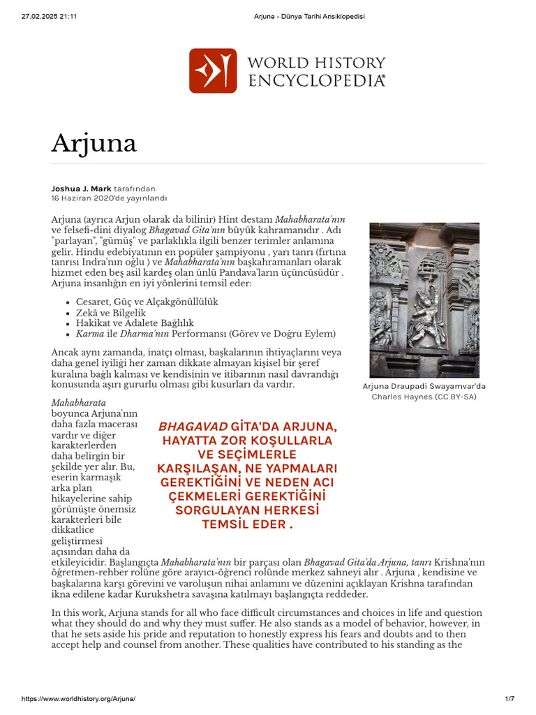 Arjuna: Hero of Mahabharata | PDF | Mahabharata | Vaishnava Texts
