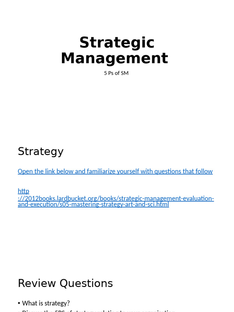 5 Ps of Strategic Management Guide | PDF