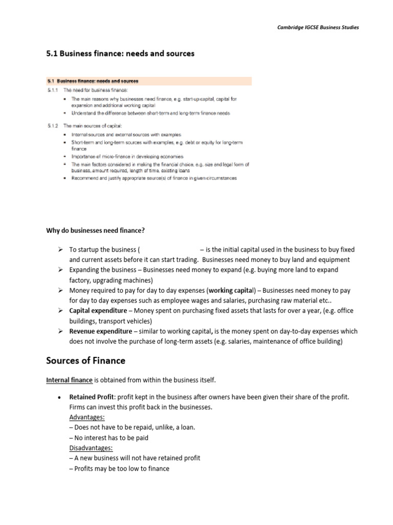 Business Finance Needs and Sources Guide | PDF | Cost Of Living | Taxes