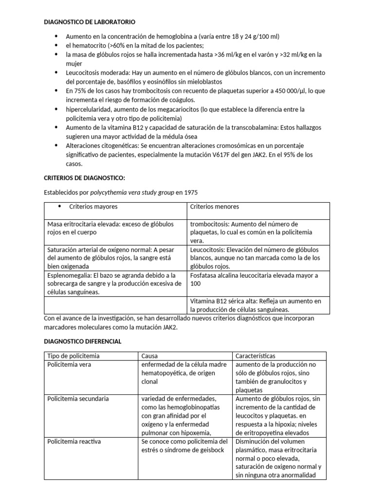 Diagnostico de Laboratorio Poliglobulia | PDF | Sangre | Glóbulo rojo