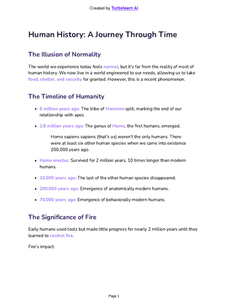 Key Milestones in Human History | PDF | Human | Homo