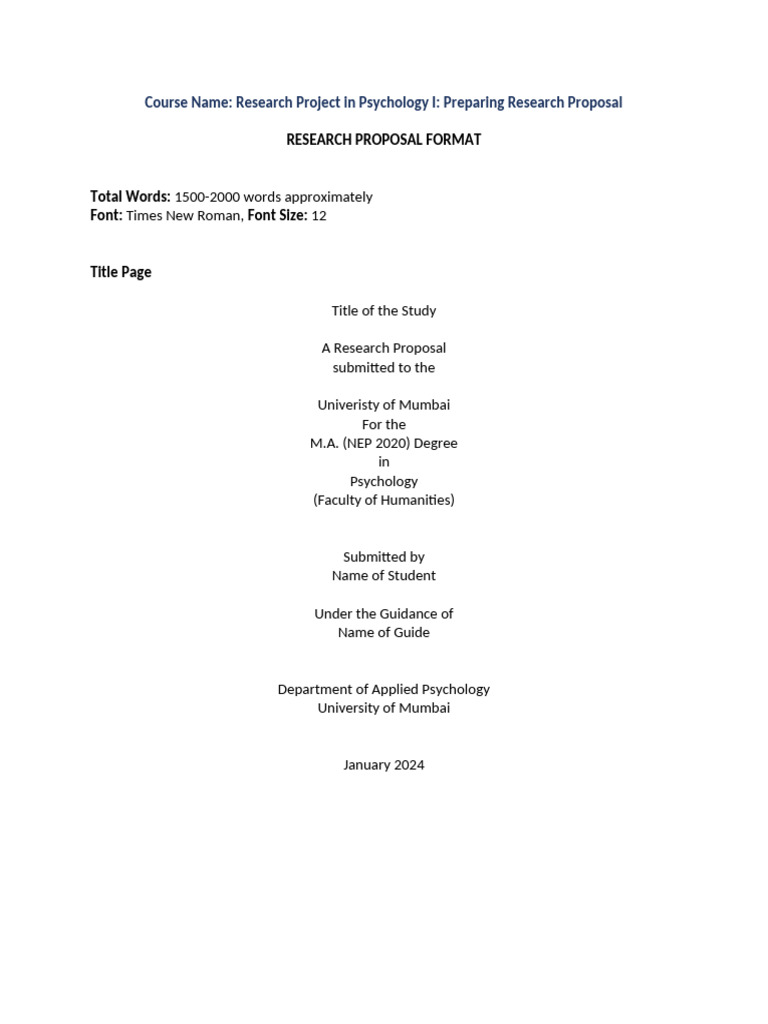 Research Proposal Format | PDF