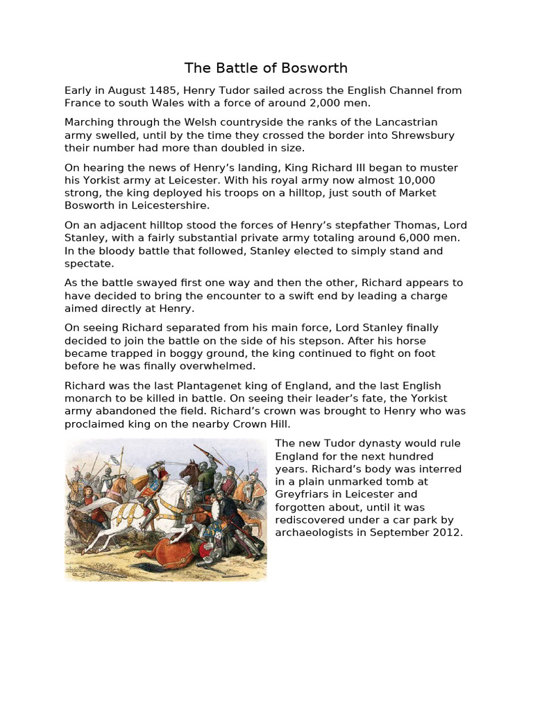 The Battle of Bosworth Reading | PDF