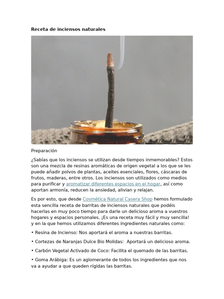 Receta fácil de inciensos naturales | PDF | Incienso