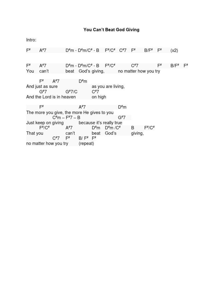 You Can't Beat God's Giving Chords | PDF