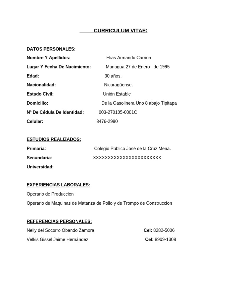 Curriculum Vitae - Eddy Alfaro | PDF