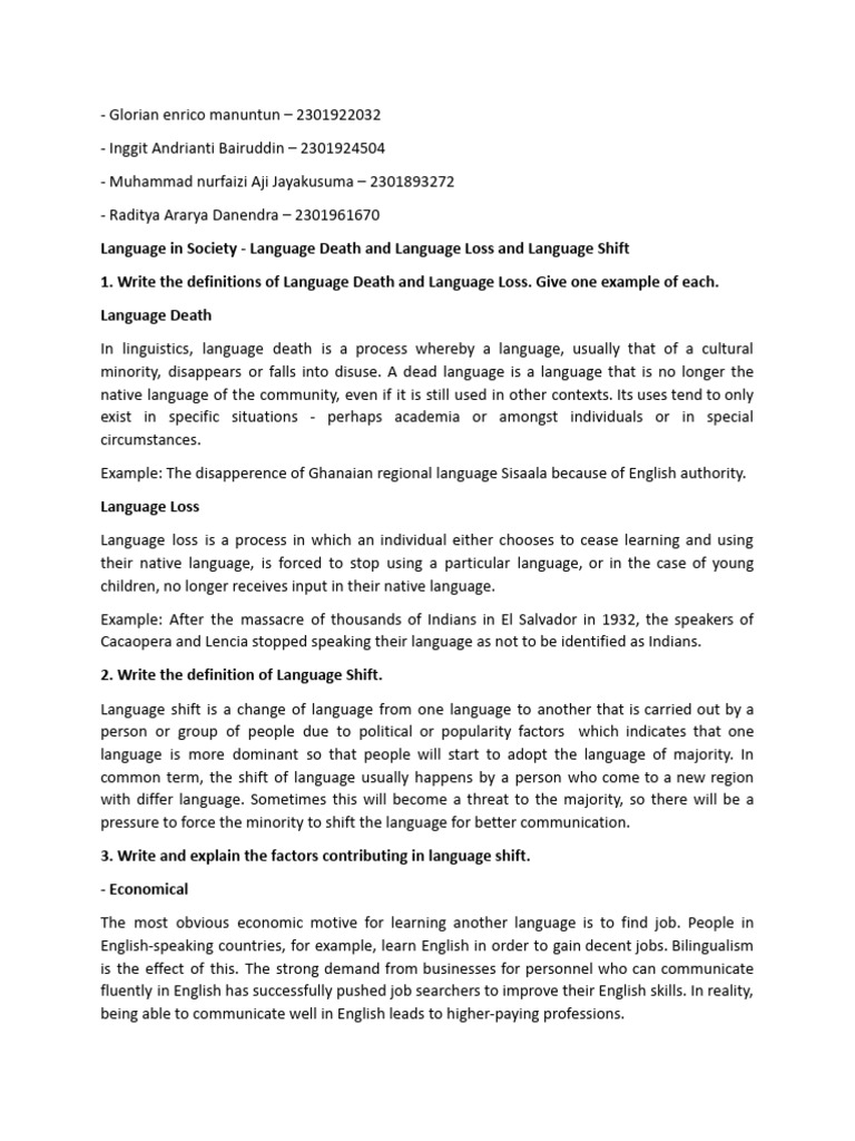 GSLC 1 Language Shift | PDF | Multilingualism | English Language